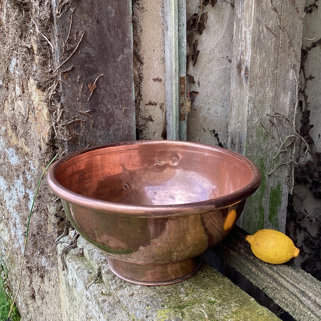 Magnificent Copper Wok/rare Cooking Utensil/french Cul De Poule Mixing ...