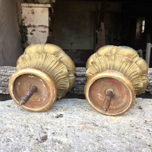 2 Napoleon III Carved Wood Finials/gilded Curtain Pole Ends/gold Wood ...