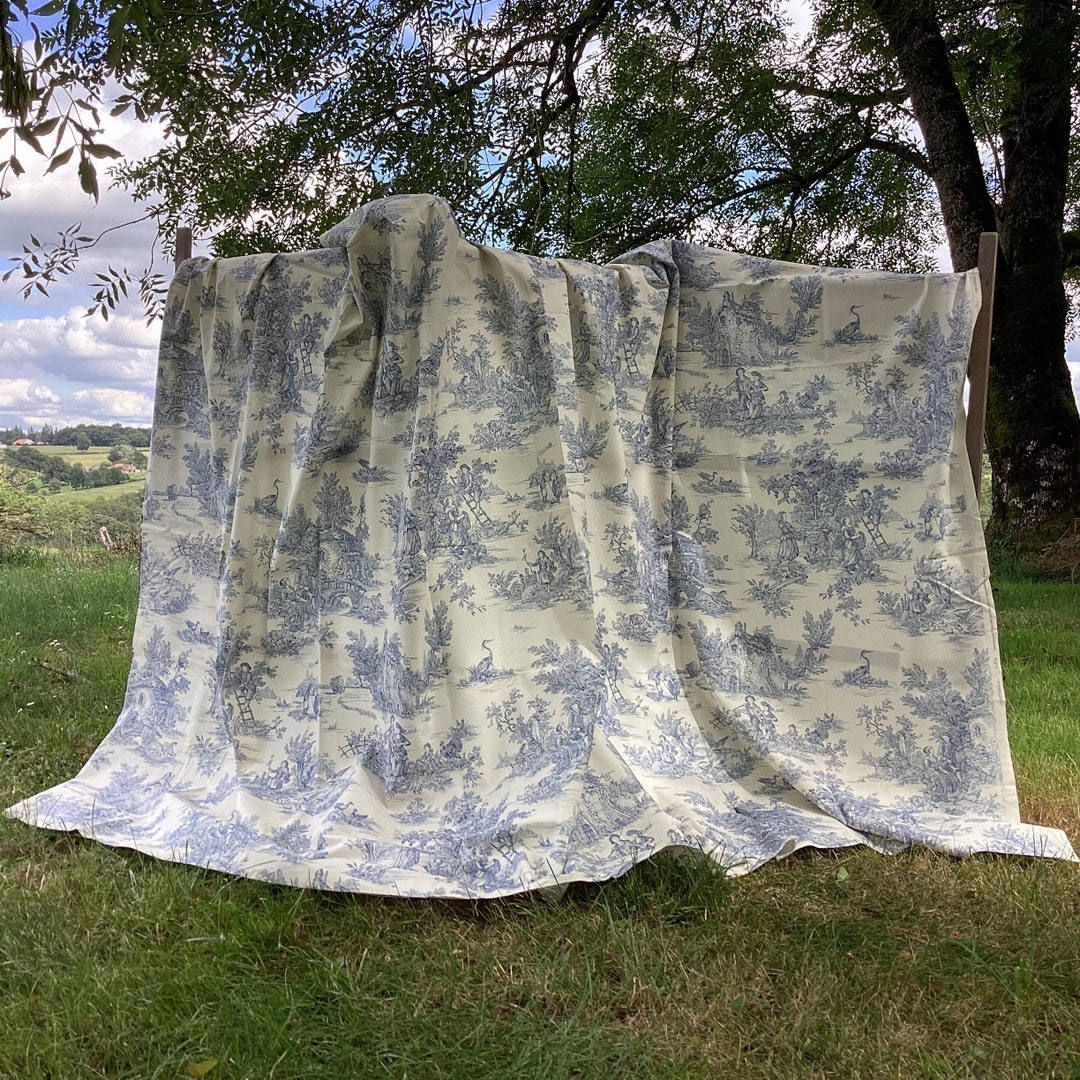 Superb Blue Toile De Jouy/french Vintage Fabric/toile De Jouy pastoral ...