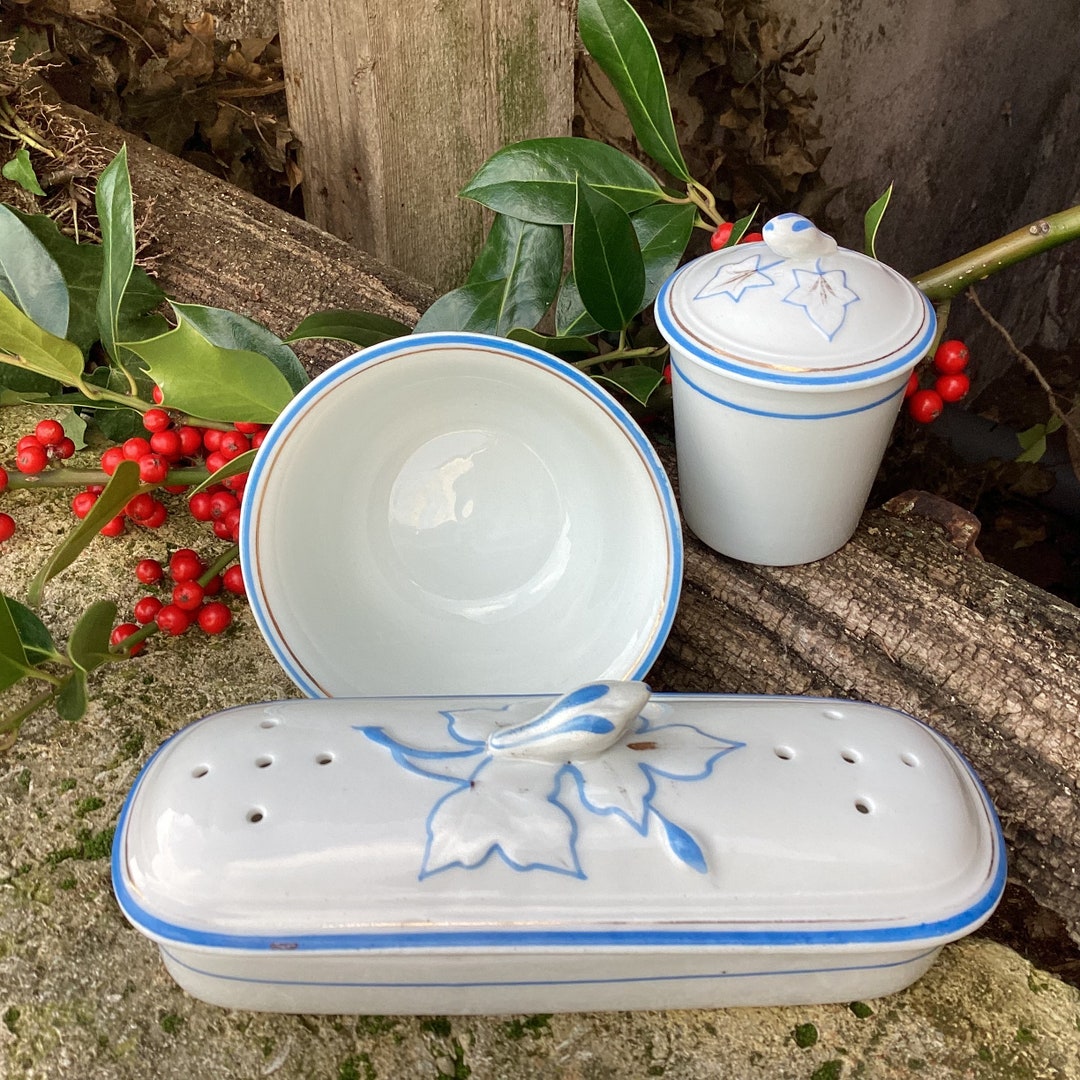 Antique Paris Porcelain Bathroom Set: Blue & Gold Decor, 3 Piece - Etsy