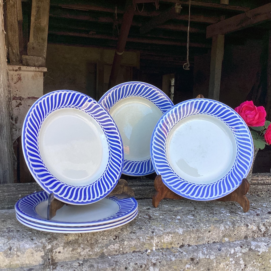 6 French Dinner Plates/digoin Sarreguemines Dishes/jacquot Design ...