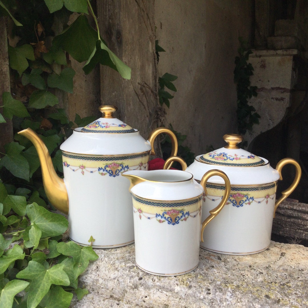 Vintage Limoges Porcelain/3 Piece Coffee Set/coffee Pot, Creamer and ...