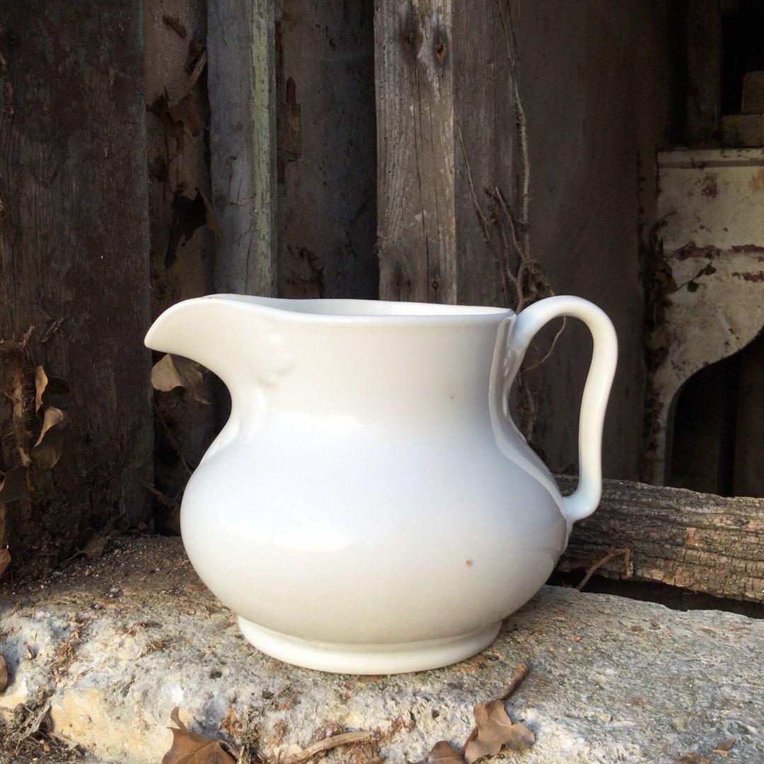 Antique Bathroom Pitcher : Water Jug or Vase, White Ironstone - Etsy