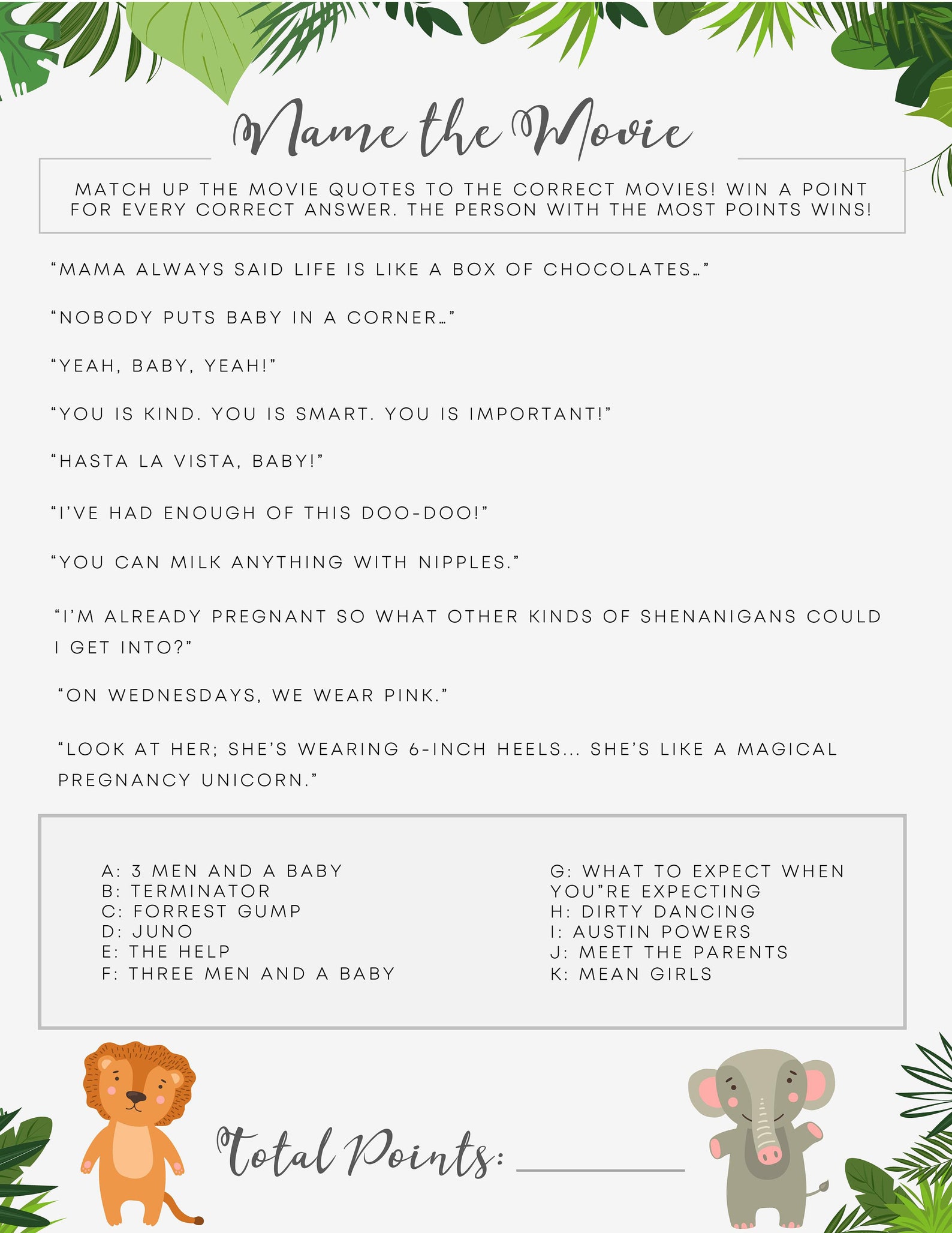 Baby Shower Game | Printable Game Planner | Baby Shower Party Games ...