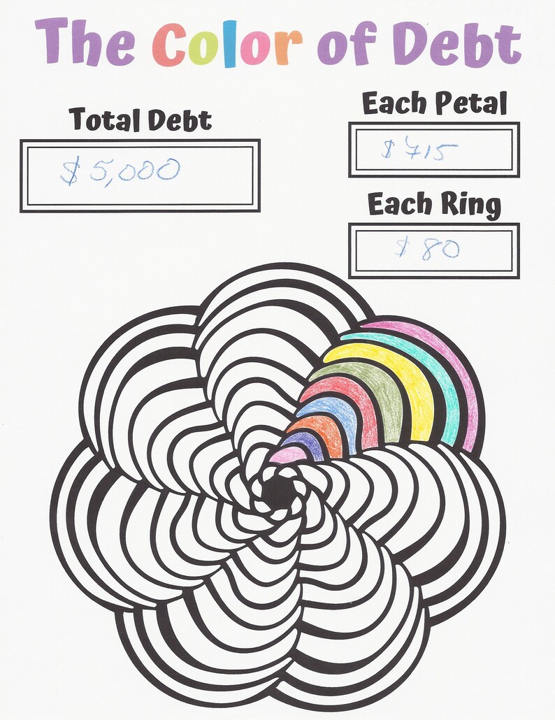 Debt Payoff Achievement Coloring Page | Financial Wellness Coloring ...