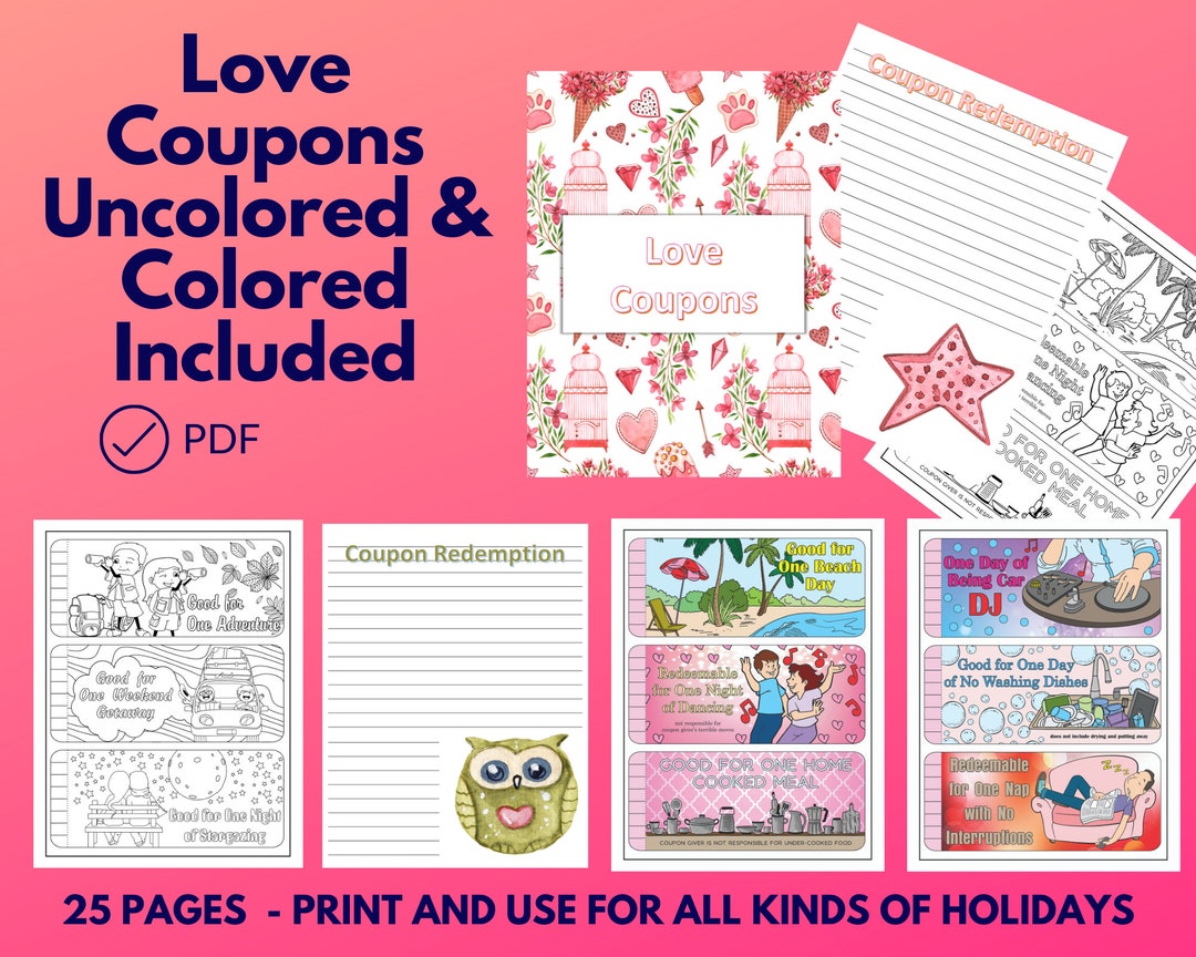 Love Coupon Book Printable | Valentine’s Day Coupons | Gift for Him ...