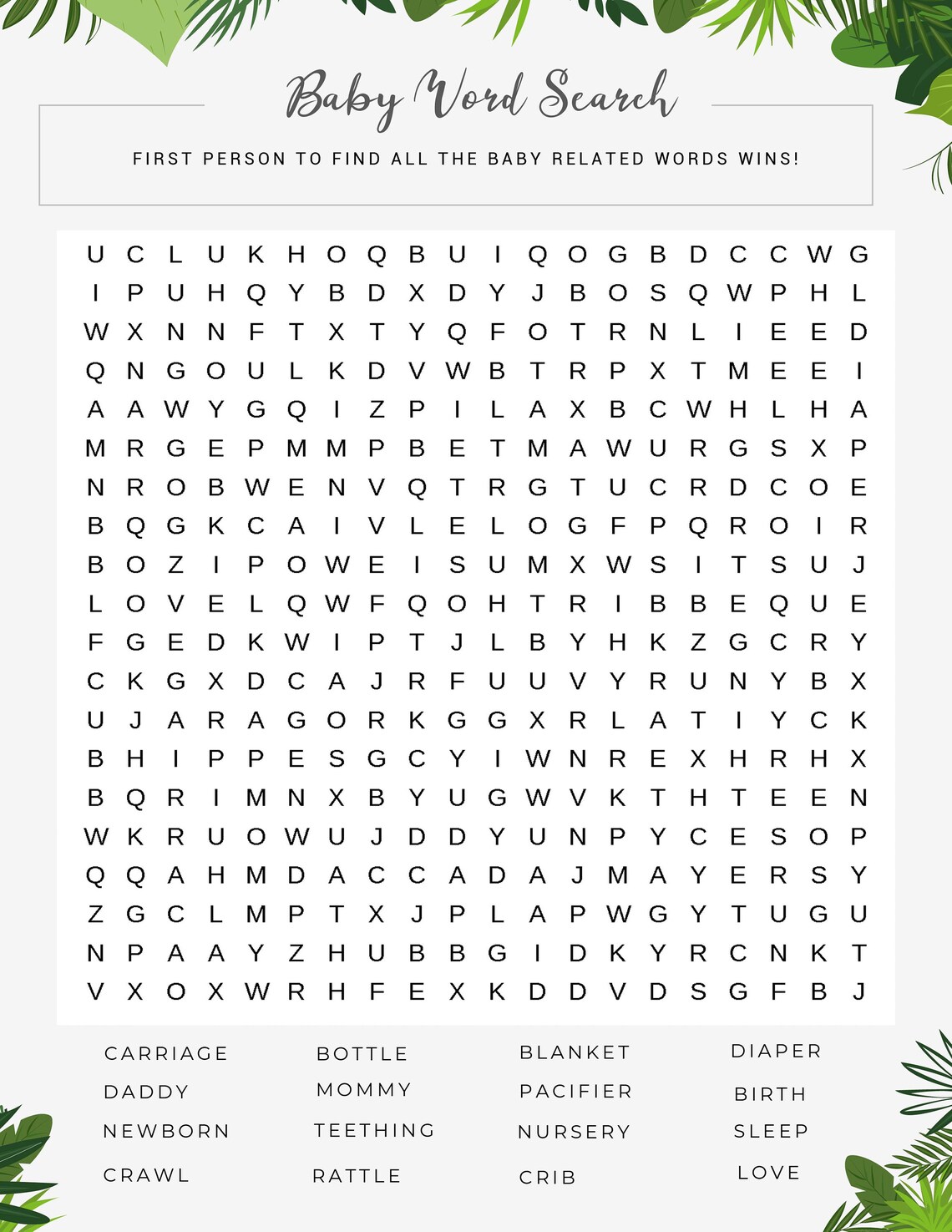 Baby Shower Game Printable Game Planner Baby Shower Party Games ...