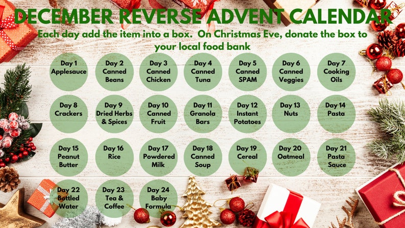 The Gift of Giving Reverse Advent Calendar | Christmas Advent | Reverse ...