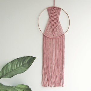 Blush Pink Macrame Wall Hanging, Dreamcatcher on 25cm Copper or Matt ...