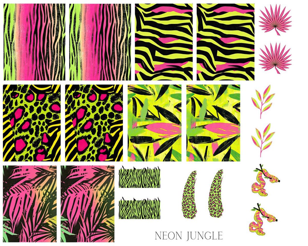 Neon Jungle Waterslide Nail Decals - Etsy