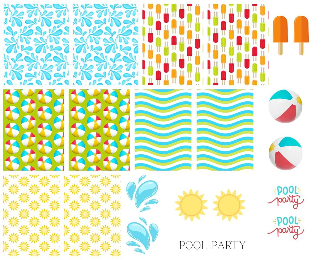 Pool Party Waterslide Nail Decals - Etsy