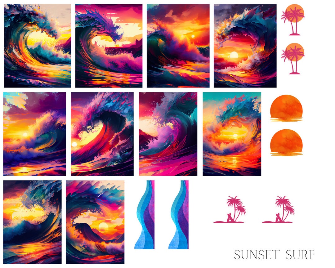 Sunset Surf Waterslide Nail Decals - Etsy