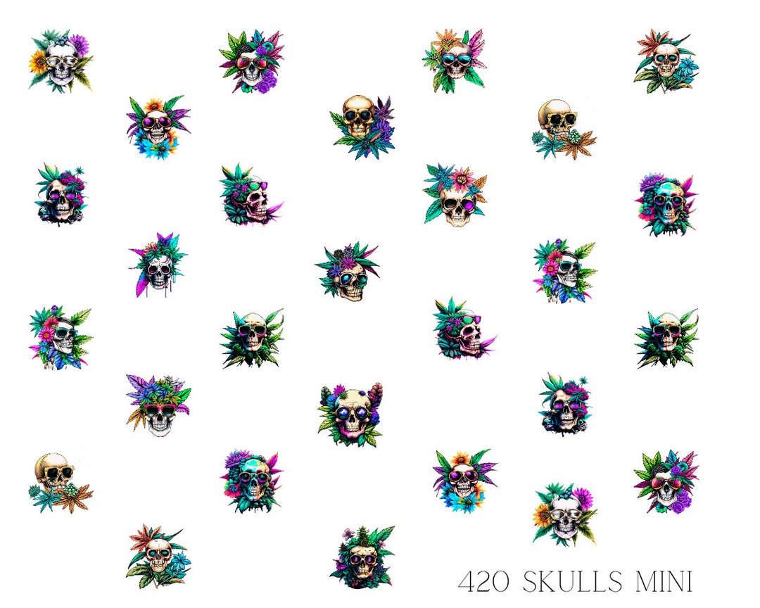 420 Skulls Mini Waterslide Nail Decals - Etsy