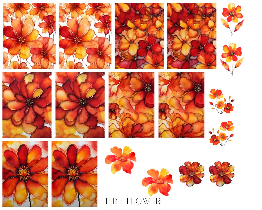 Fire Flower Waterslide Nail Decals - Etsy