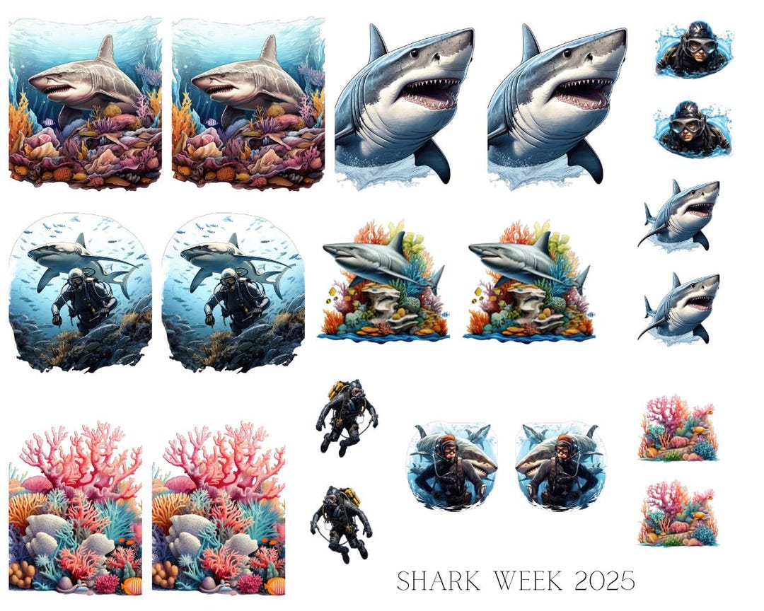 Shark Week 2025 Waterslide Nail Decals - Etsy