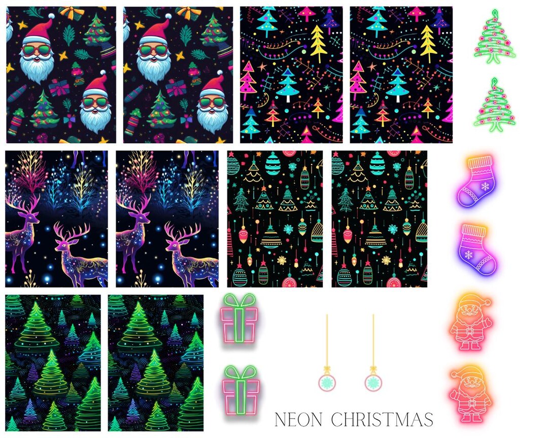 Neon Christmas Waterslide Nail Decals - Etsy
