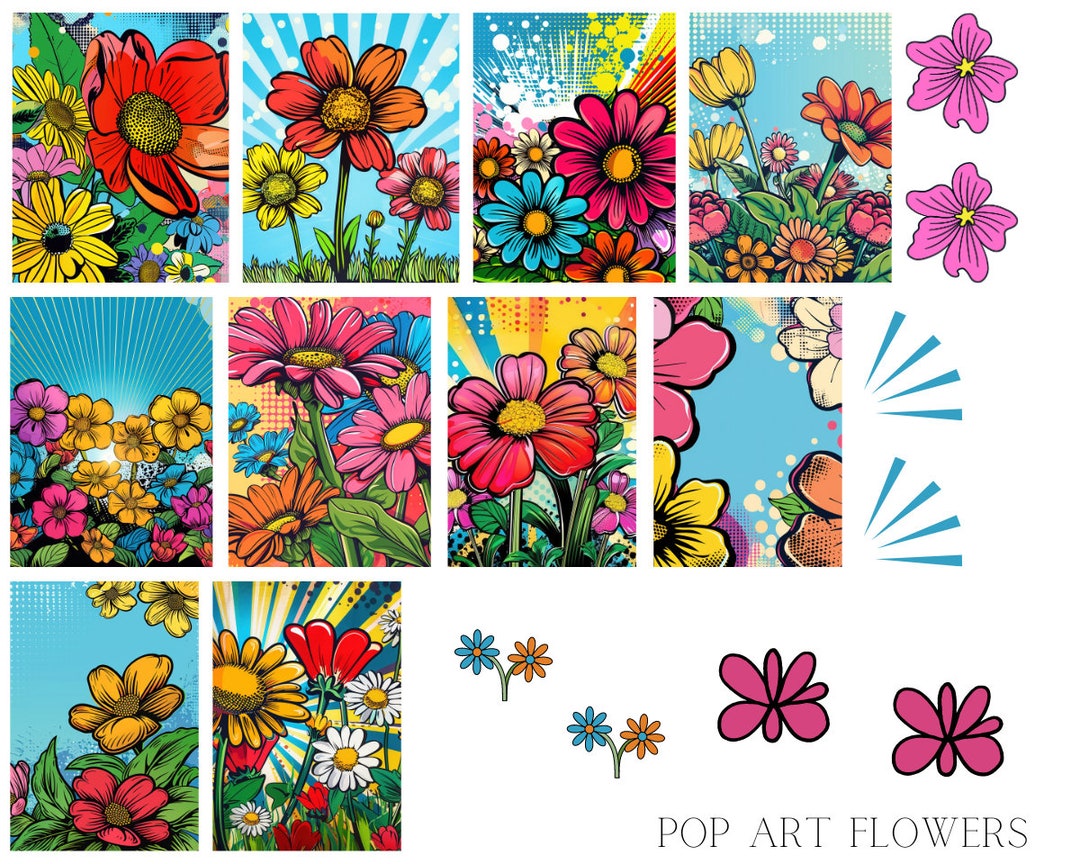 Pop Art Flowers Waterslide Nail Decals - Etsy