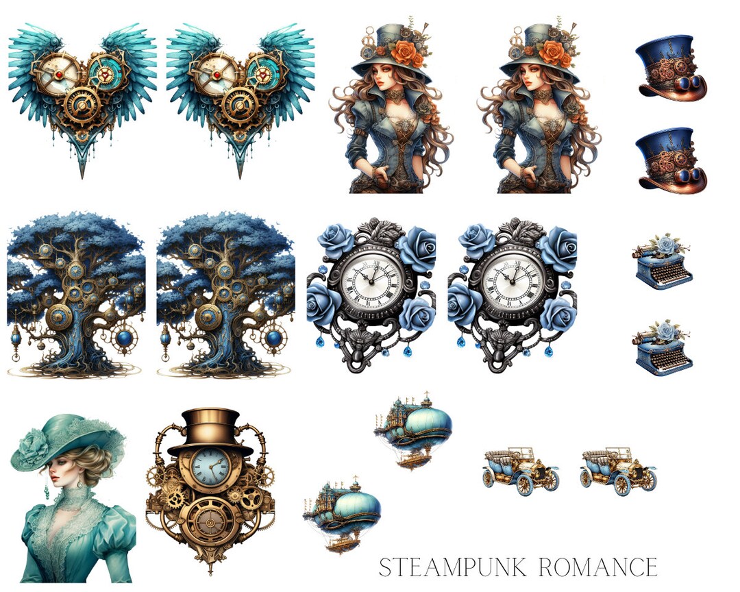 Steampunk Romance Waterslide Nail Decals - Etsy