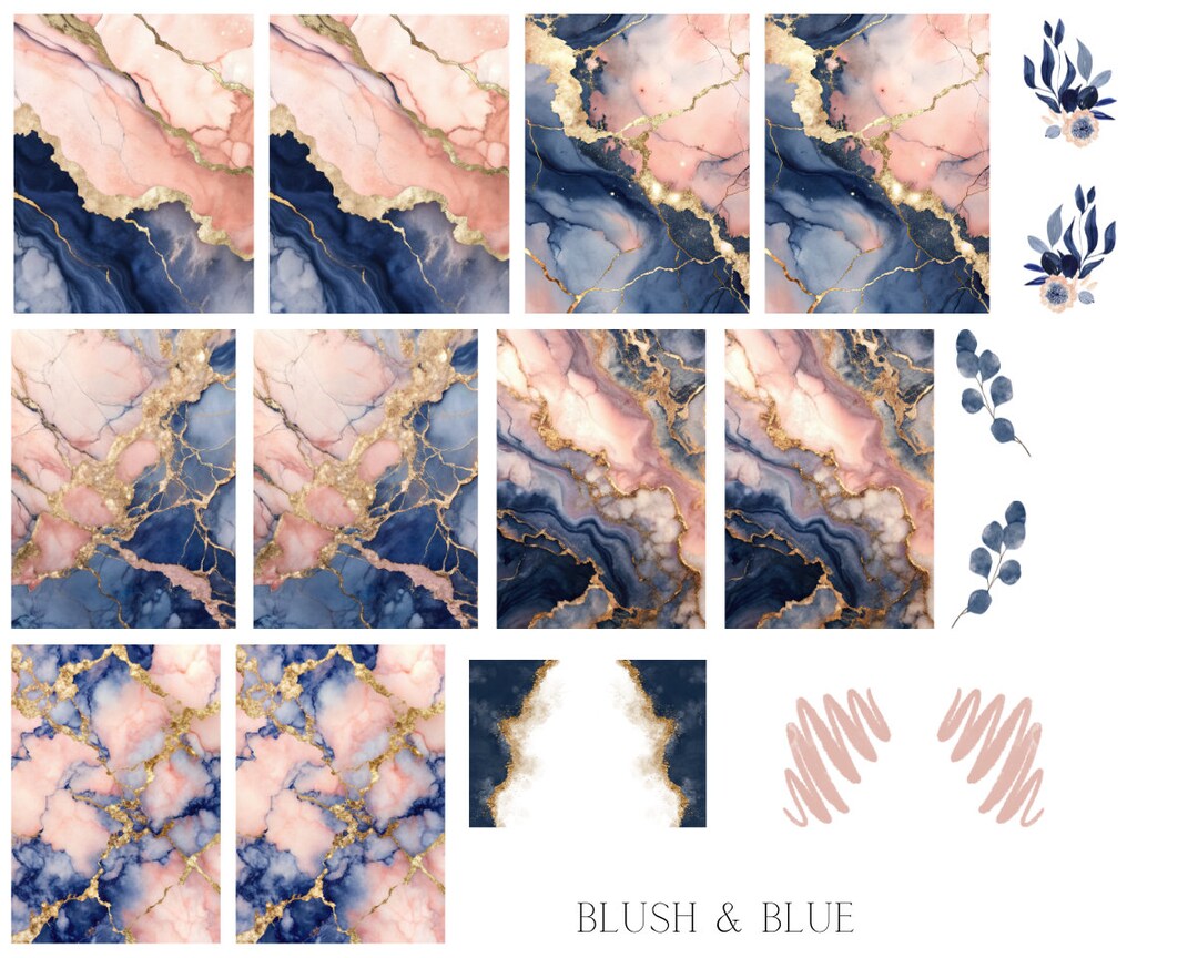 Blush & Blue Waterslide Nail Decals - Etsy
