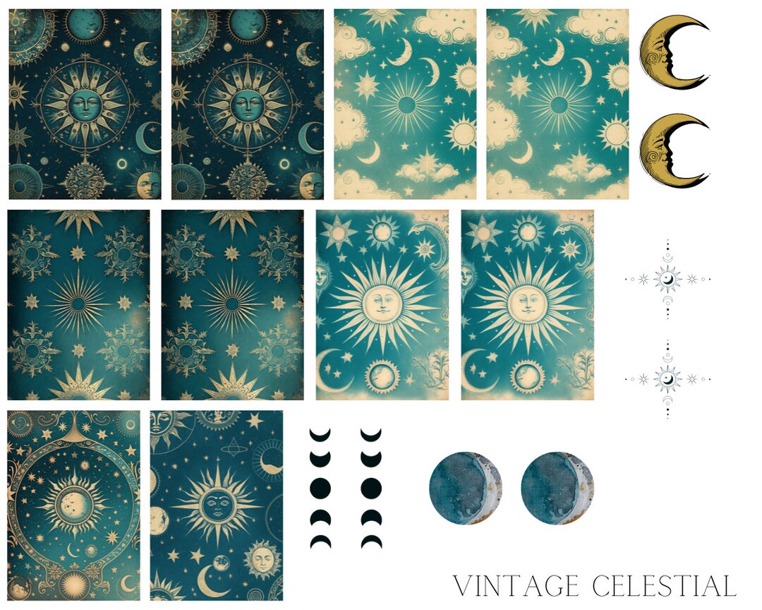 Vintage Celestial Waterslide Nail Decals - Etsy