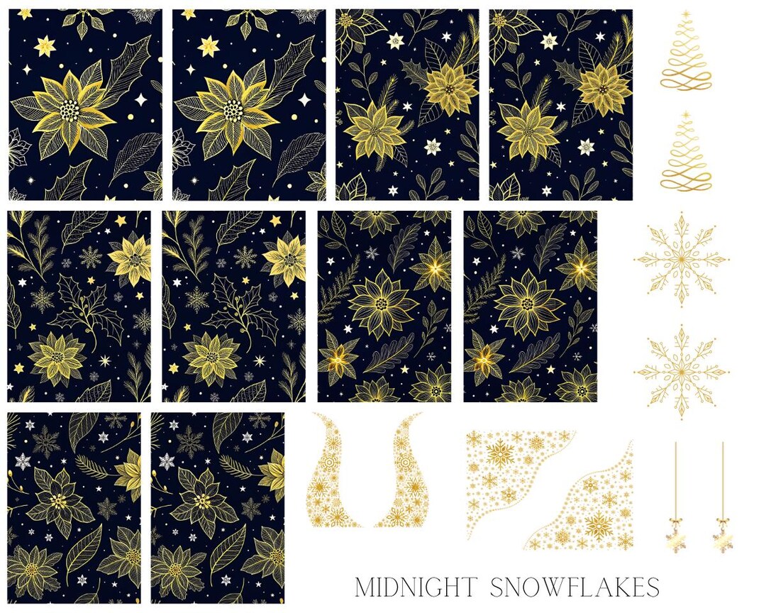 Midnight Snowflakes Waterslide Nail Decals - Etsy