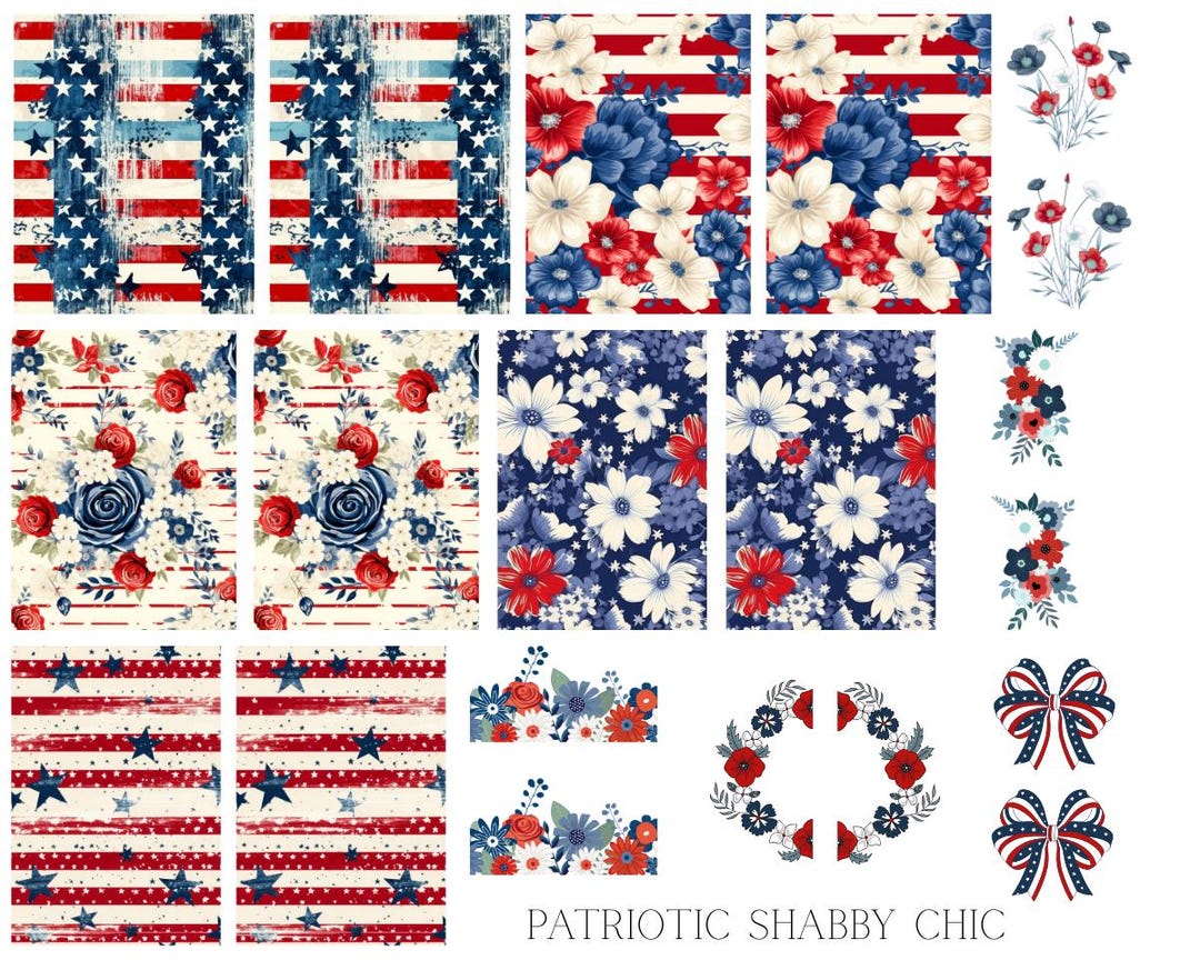 Patriotic Shabby Chic Waterslide Nail Decals - Etsy