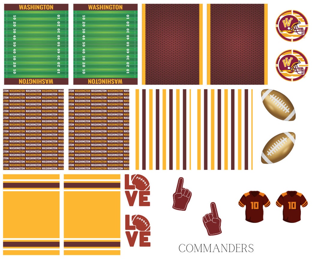 Washington Commanders Inspired Waterslide Nail Decals - Etsy