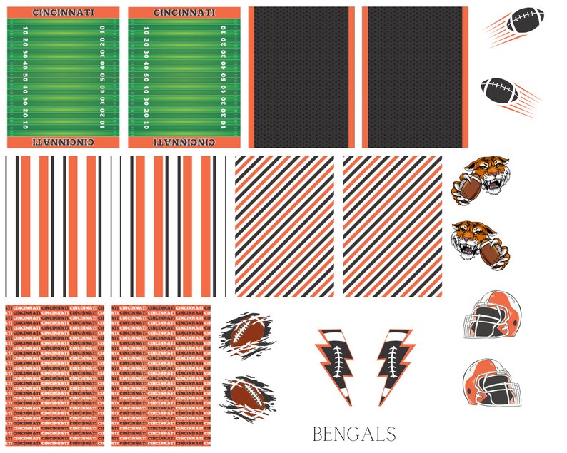 Cincinnati Bengals Inspired Waterslide Nail Decals - Etsy