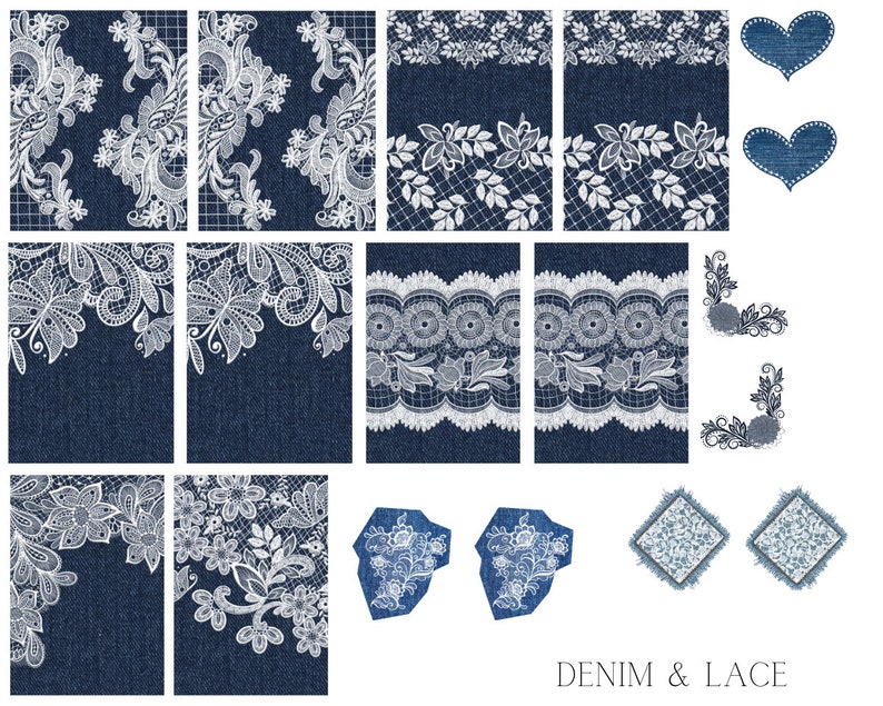 Denim & Lace Waterslide Nail Decals - Etsy