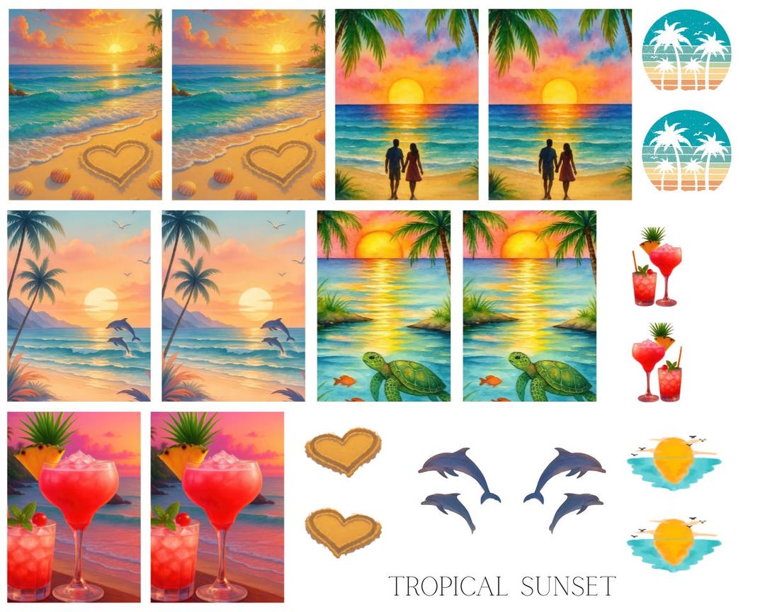 Tropical Sunset Waterslide Nail Decals - Etsy