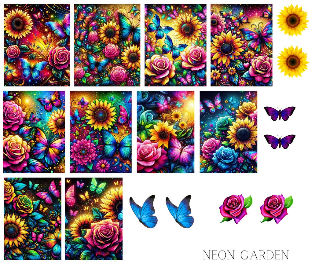 Neon Garden Waterslide Nail Decals - Etsy