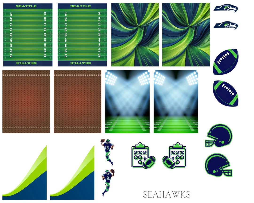 Seattle Seahawks Inspired Waterslide Nail Decals - Etsy