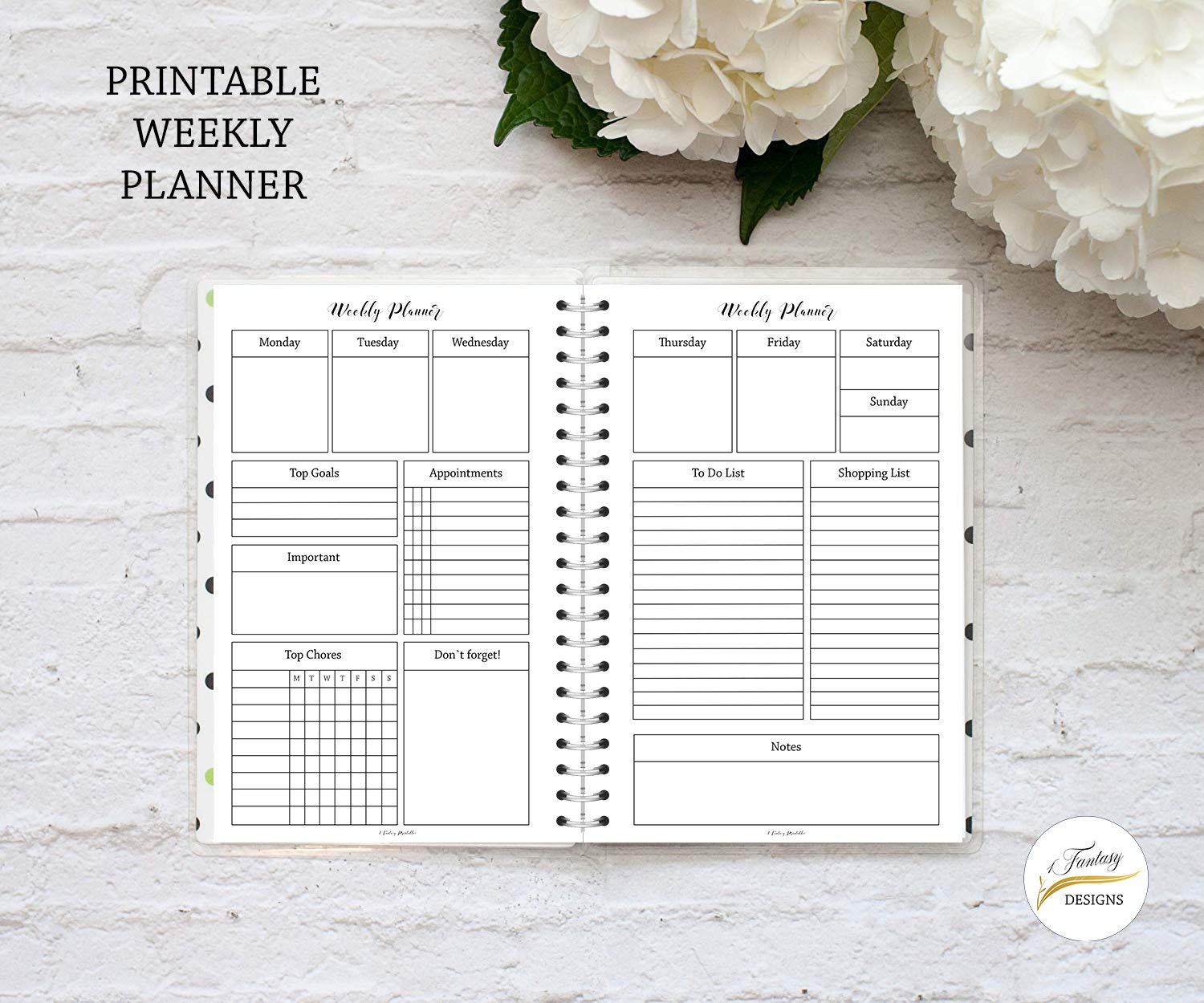 Weekly Planner Printable Undated Weekly Planner PDF Pages Weekly Agenda ...