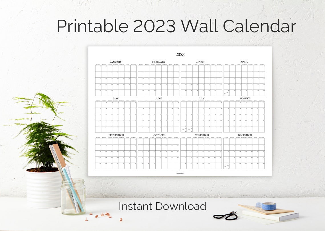 Calendar 2023 Printable, Large Wall Giant Yearly Calendar Office ...