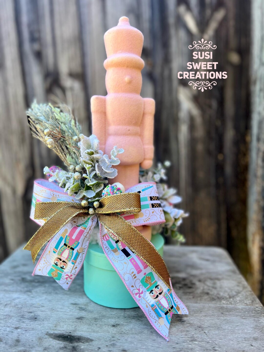 Flocked Nutcracker, Pink Nutcracker, Nutcracker Centerpiece, Christmas ...