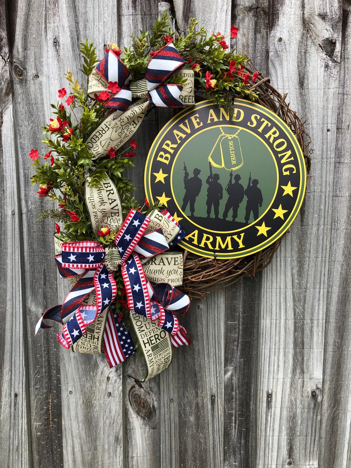 Army military wreath for front door everyday door hanger | Etsy