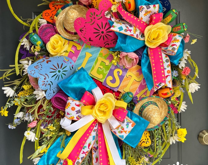 Cinco De Mayo Wreath, Fiesta Wreath, Wreath With Lights, Party Wreath ...