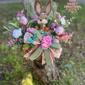 Spring Bunny Centerpiece, Spring Table Decor, Easter Floral Arrangement ...