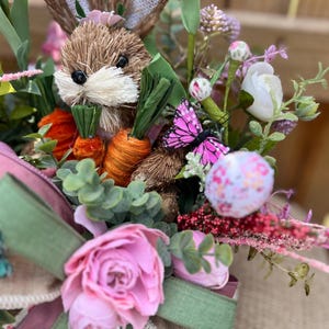 Spring Bunny Centerpiece, Spring Table Decor, Easter Floral Arrangement ...