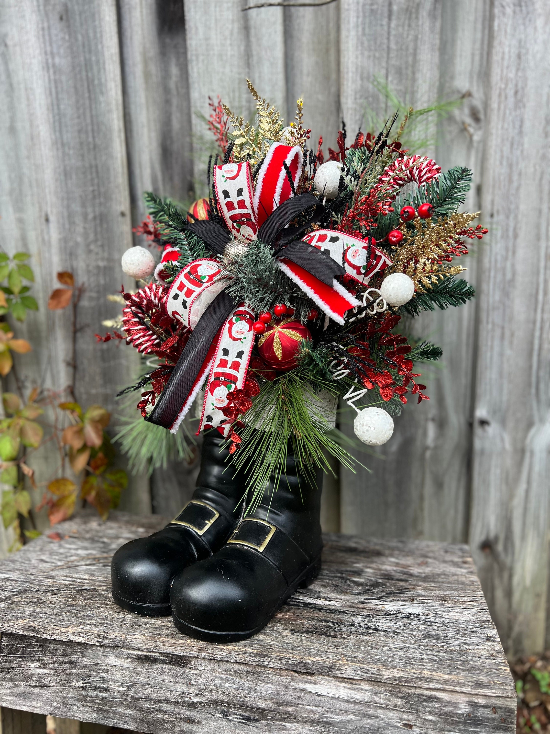 Ceramic Santa Boots Christmas Centerpiece: Holiday Table Decor - Etsy