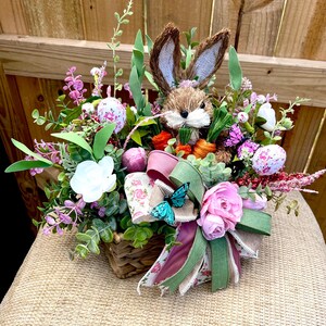 Spring Bunny Centerpiece, Spring Table Decor, Easter Floral Arrangement ...