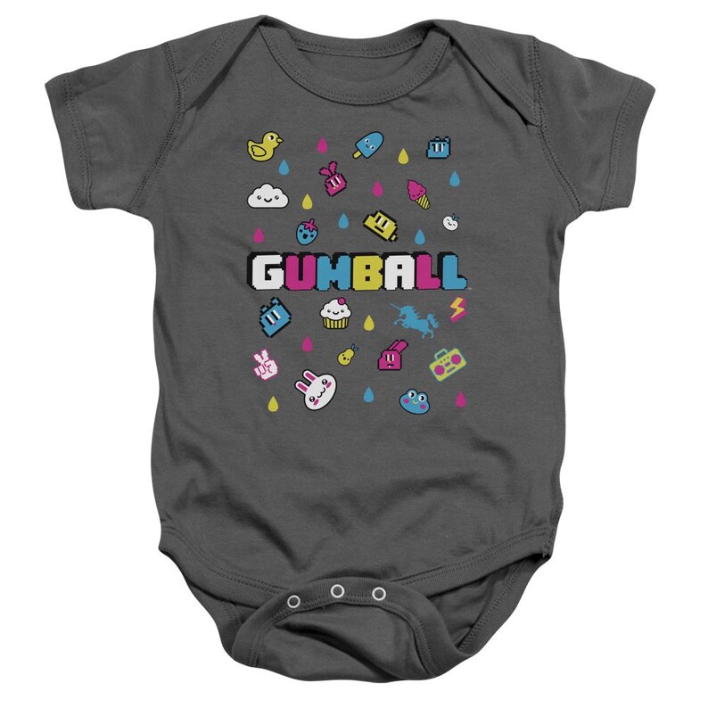 The Amazing World of Gumball Fun Drops Logo Kid's Charcoal Grey Shirts ...