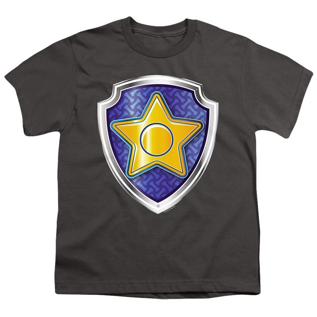 Paw Patrol Chase Badge Youth Charcoal Shirts - Etsy