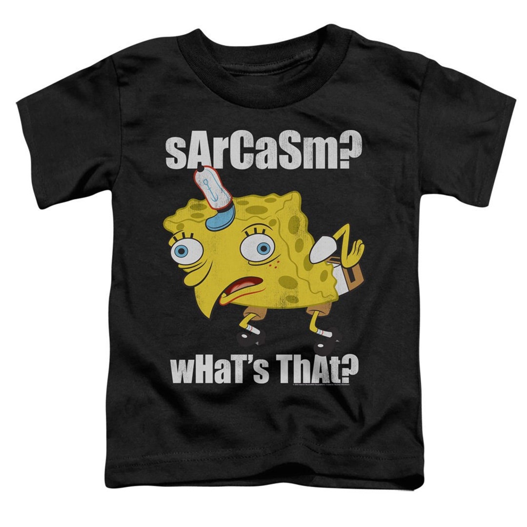 Spongebob Squarepants Sarcasm What's That MEME Youth and Women's Black ...