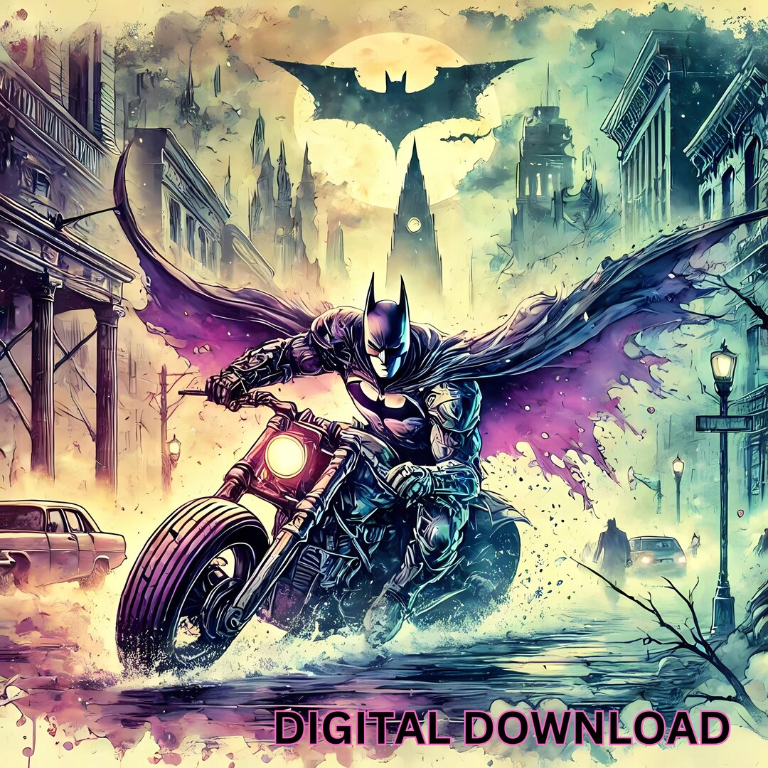 Dark Knight Graphic Novel Style Gotham, PNG PDF Files, DTF, Sublimation ...