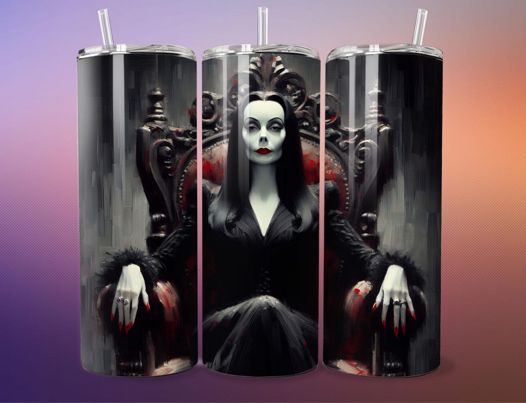 Gothic Morticia Addams Painting Halloween Horror Tumbler Wrap Sultry ...