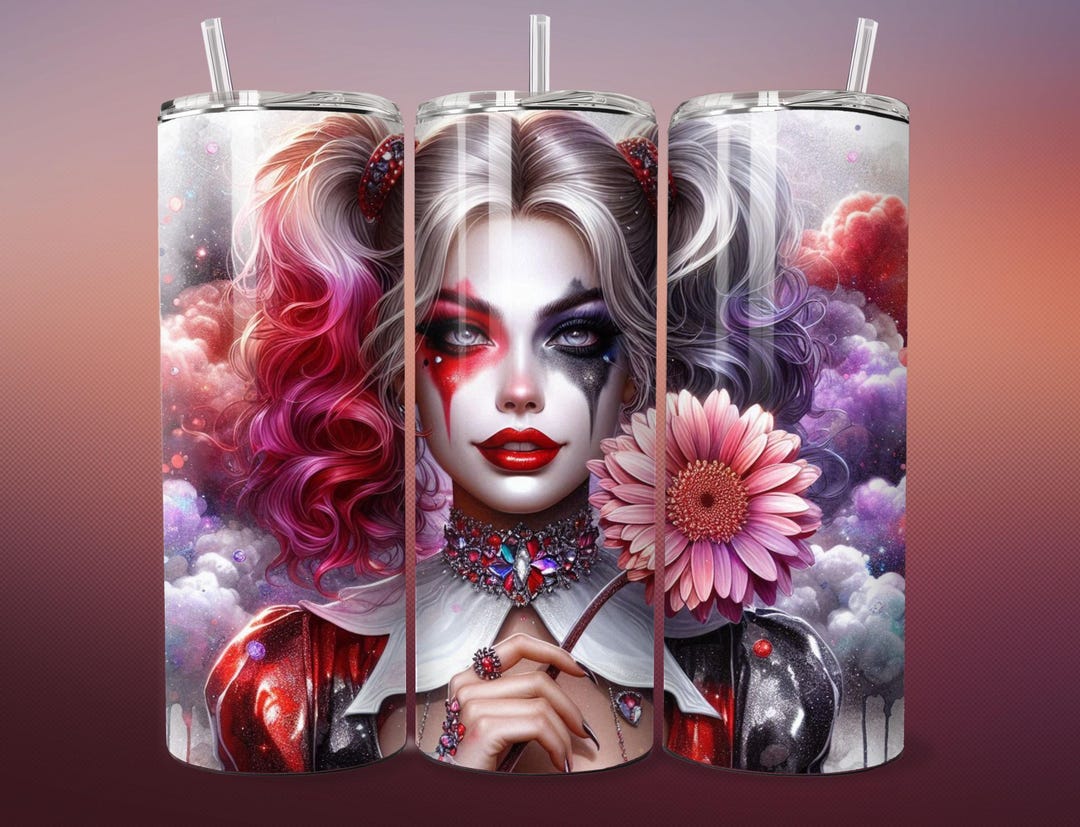 3D Emo Villain Girl Daisy Tumbler 20oz Skinny Sublimation Seamless PNG ...