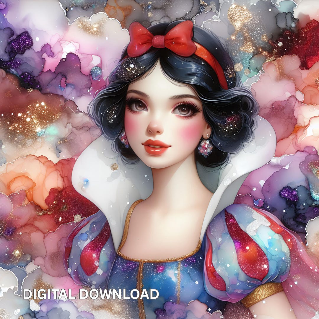 Snow White Galaxy Watercolor Portrait Seamless Tumbler: Fairytale ...