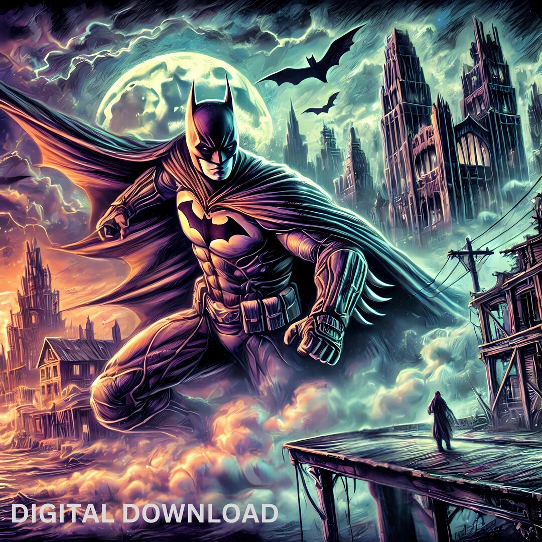 Dark Knight Graphic Novel Style Gotham, PNG PDF Files, DTF, Sublimation ...