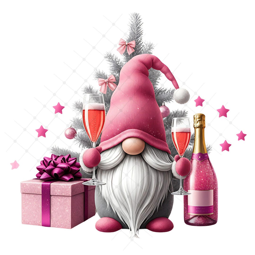20 Adorable Pink Christmas Gnome PNG Clipart Files, Wall Art, Printable ...